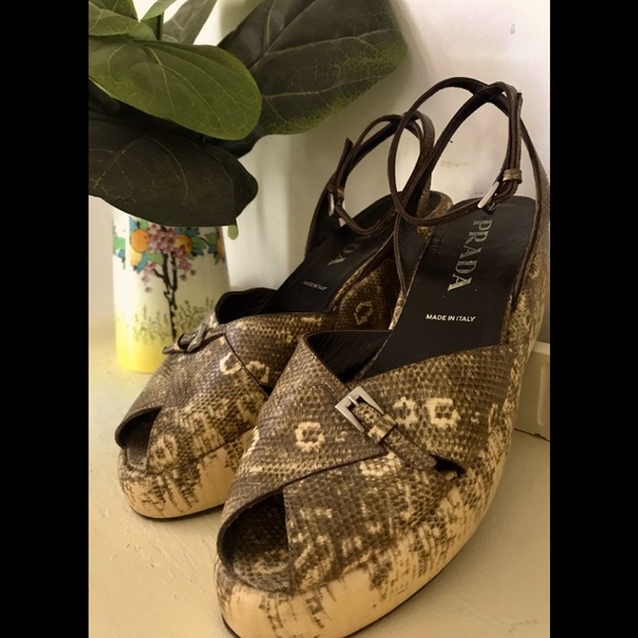 Prada | Shoes | Vintage Prada Platform Faux Snake Shoes Size 39 Vamp ...